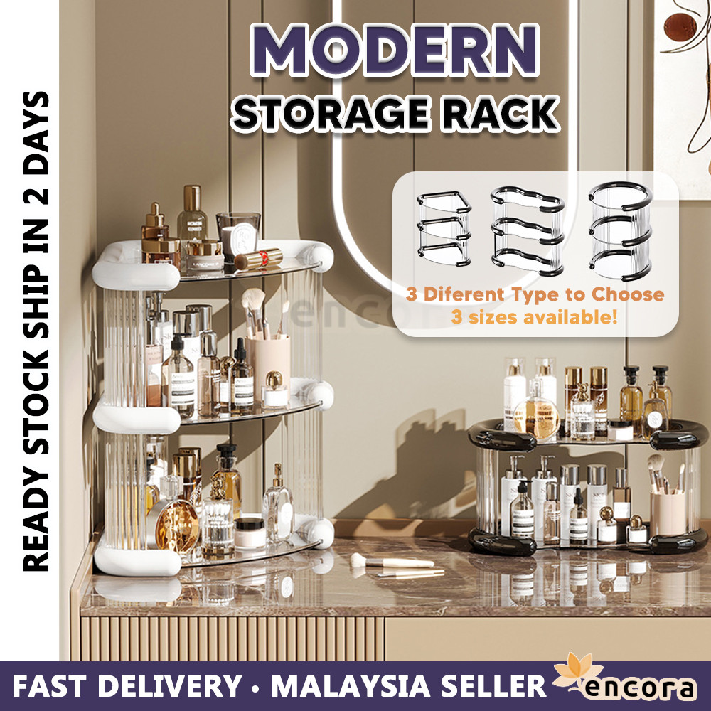 Encora Transparent Cosmetic Rack Corner Shelf Rak Dapur Kitchen Spice ...