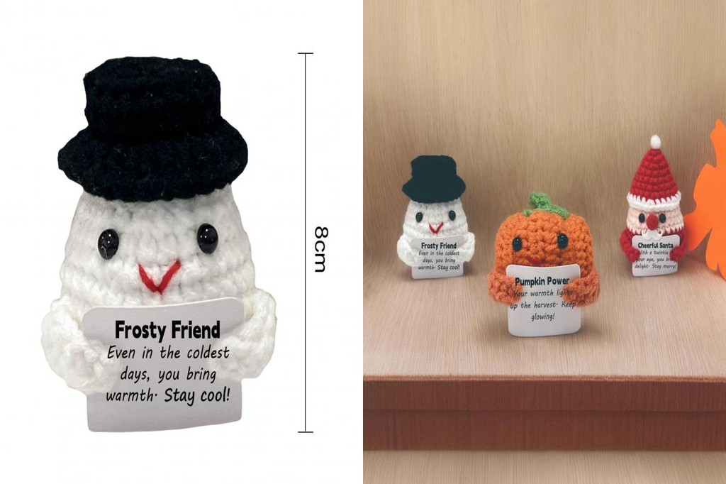 zhidaowe Positive Message Card Cute Crochet Doll Gift Happy Knitted ...