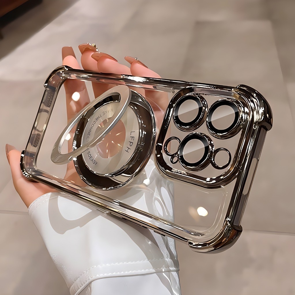 【Desert Gold】plating magnetic 360° revolve bracket case for iPhone 16 ...