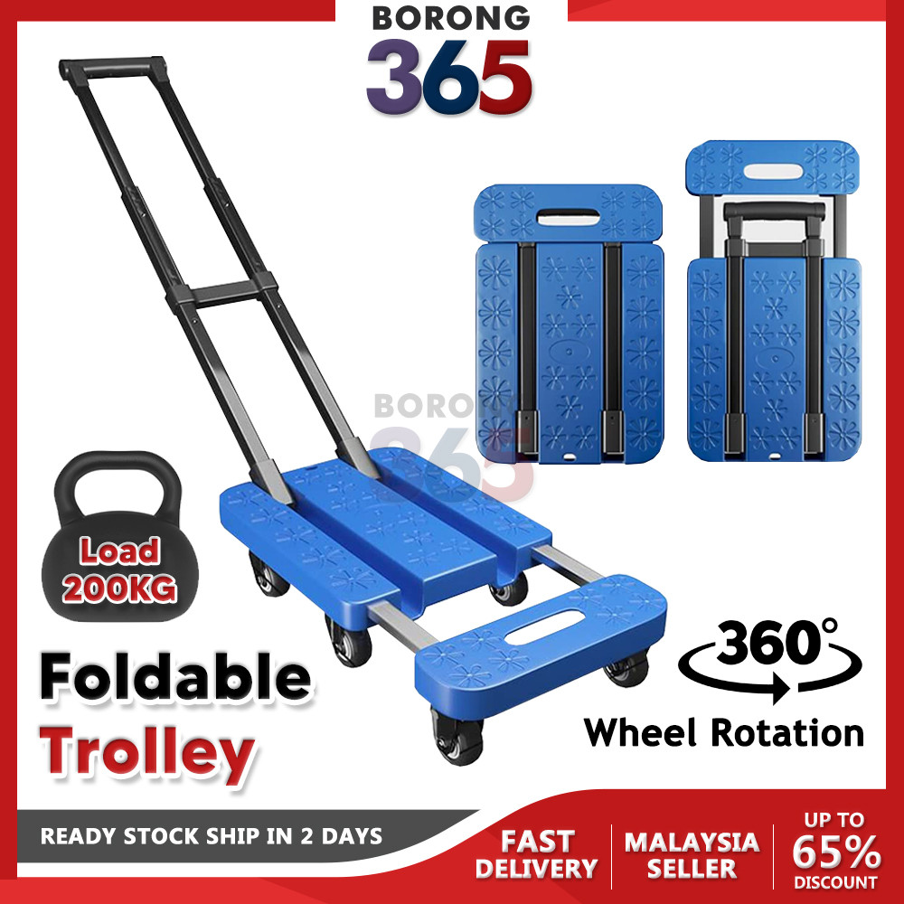 [200KG] Borong365 Foldable Trolley Portable Hand Truck Troli Berlipat ...