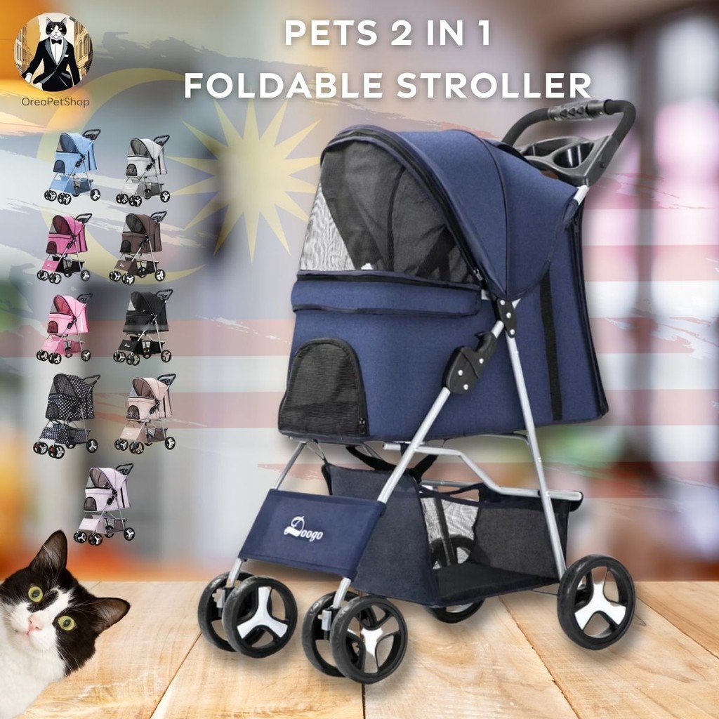 Doogo Pet Stroller Foldable 4 Wheel Bello Pet Trolley for Dog and Cat 2 ...
