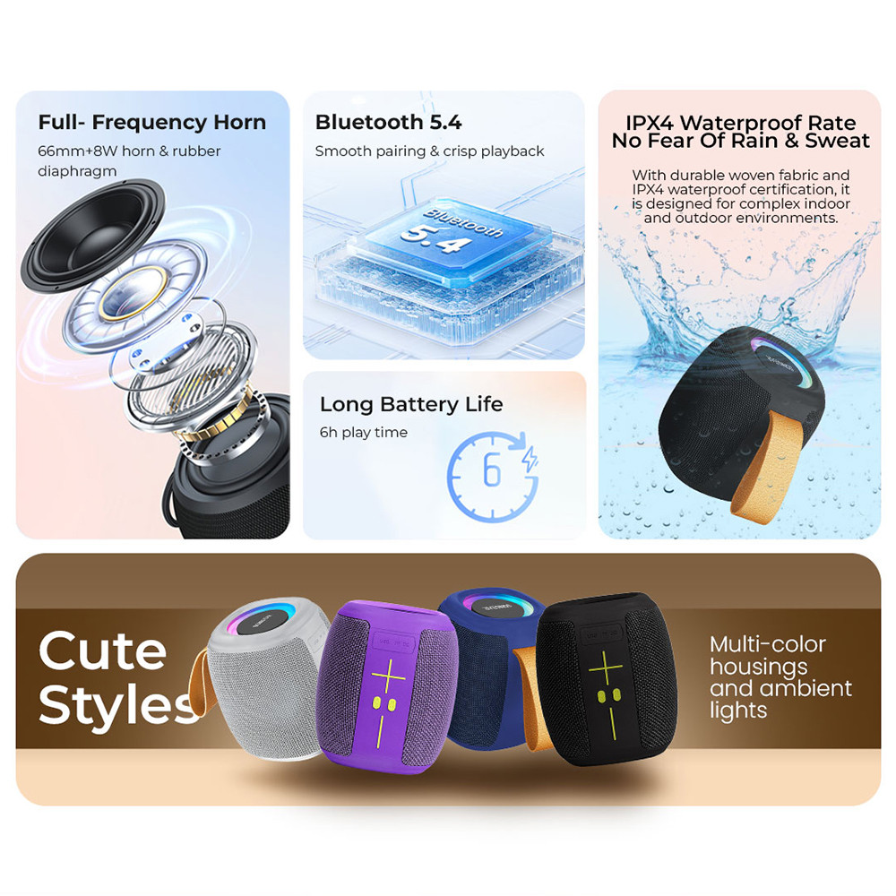 SonicGear SonicGo 5 IPX 4 Waterproof With Ambient Light System Portable Bluetooth Speaker ...