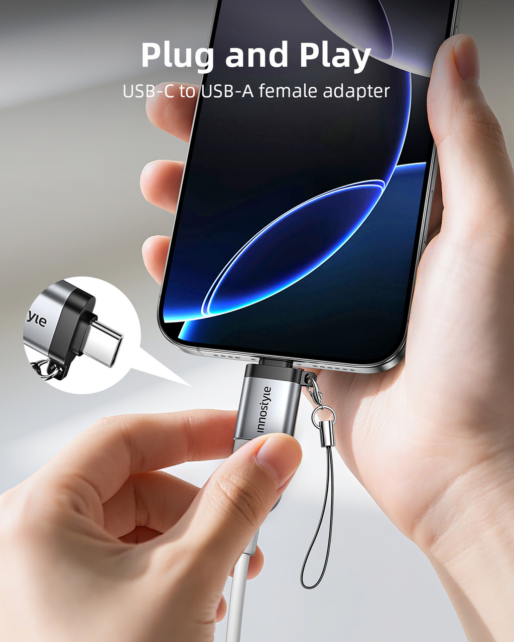 InnoStyle NexaLink USB-C to USB-A Female Adapter - USB3.0, 5Gbps with ...