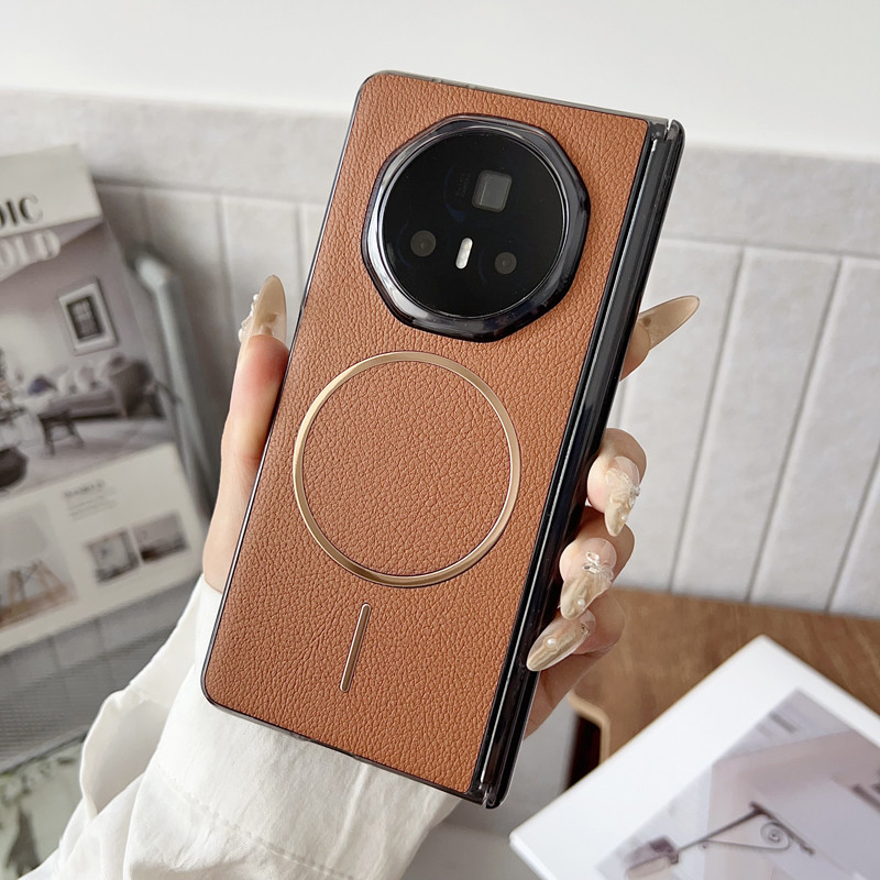 For Honor Magic V3, V5 Case ELVEV Hinge Protection Plain PU Leather ...