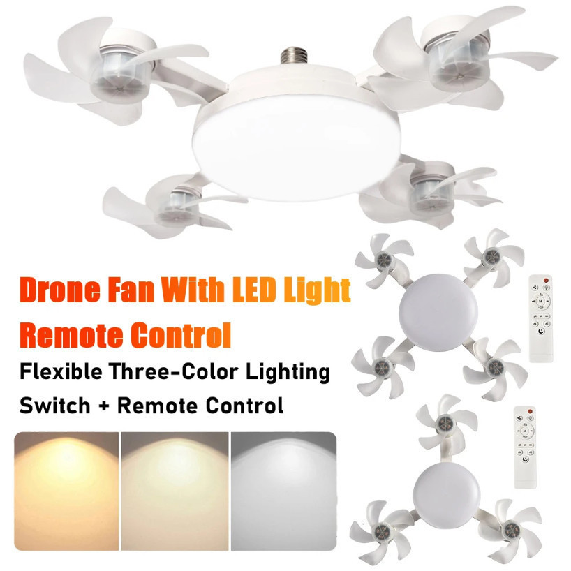 2025 E27 Base Drone Design Silent Ceiling Fan with Remote Control, 80W ...