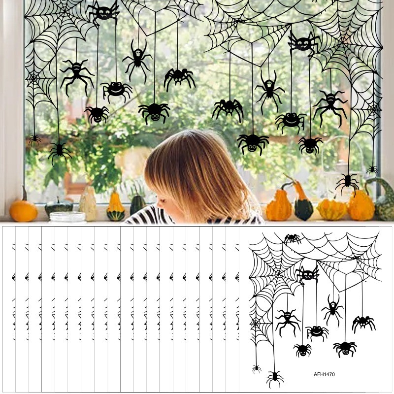 4Pcs Halloween Spider Web Wall Stickers - Black Cobweb Decal - DIY Door ...