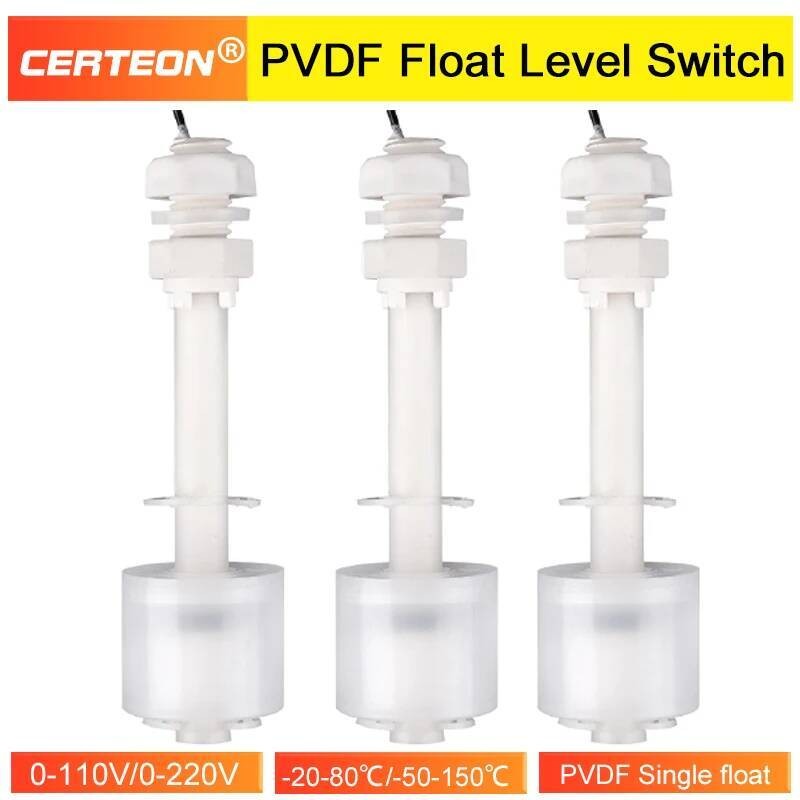 PVDF Single Ball Float Level Switch Corrosion Resistant Liquid Level Sensor Acid Alkali Proof ...