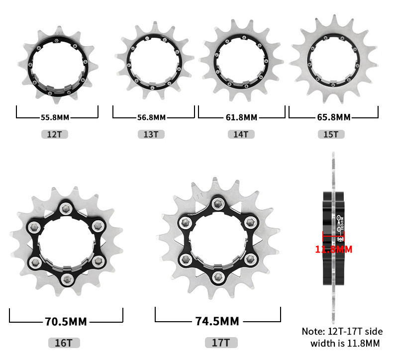 MUQZI Single Speed Conversion Kit Bike 12T 13T 14T 15T 16T 17T 1 Speed ...