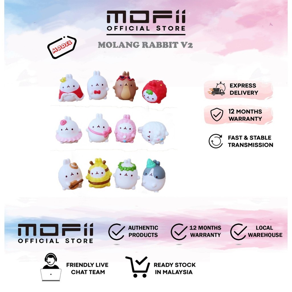 RANDOM MOLANG V2 Rabbit Cute Decoration Doll Office Table Gifts Korean ...