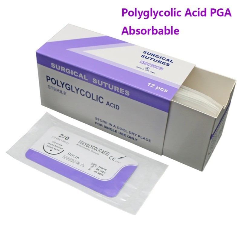 PGA 12pcs 90cm Disposable Synthetic Absorbable Surgical Suture With ...