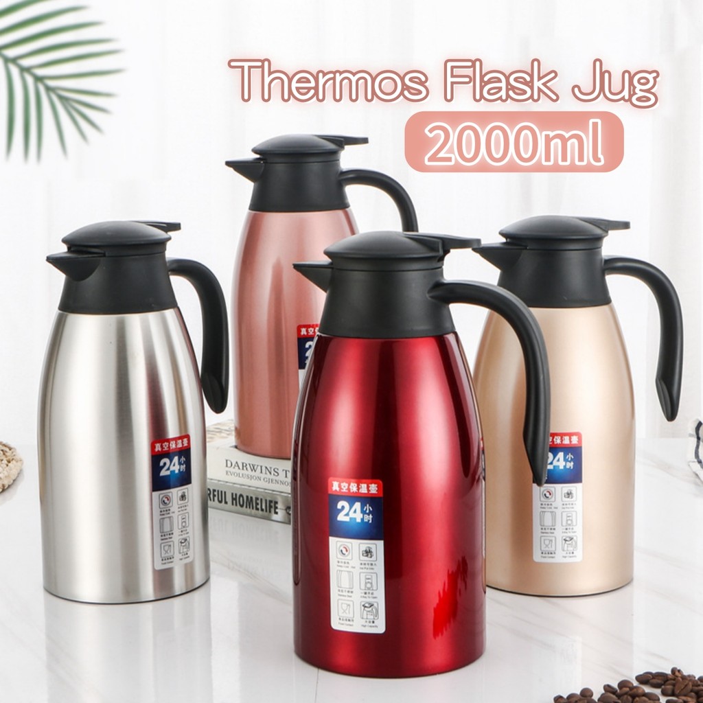 (2L) Stainless Steel 304 Thermal Flask Bottle With Press Button Vacuum ...