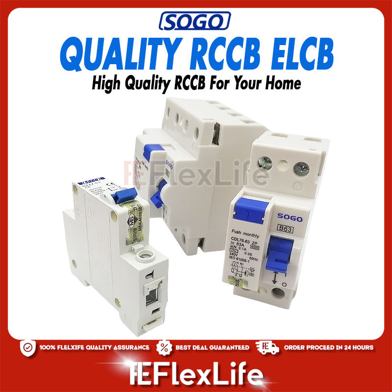 SOGO RCCB 40A/63A ELCB Quality Residual Current Circuit Breaker 2Pole ...
