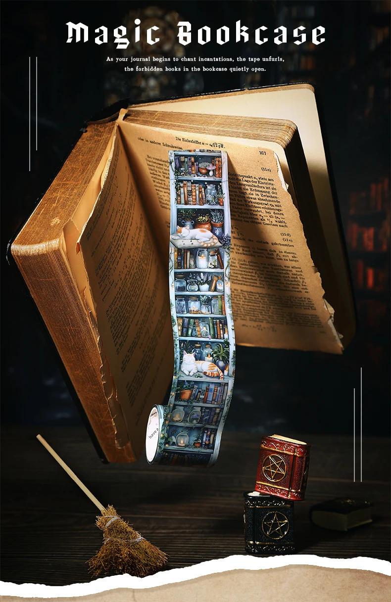 Journal GO 4x200cm Vintage Bookcase Tape Stickers for Collage Junk ...