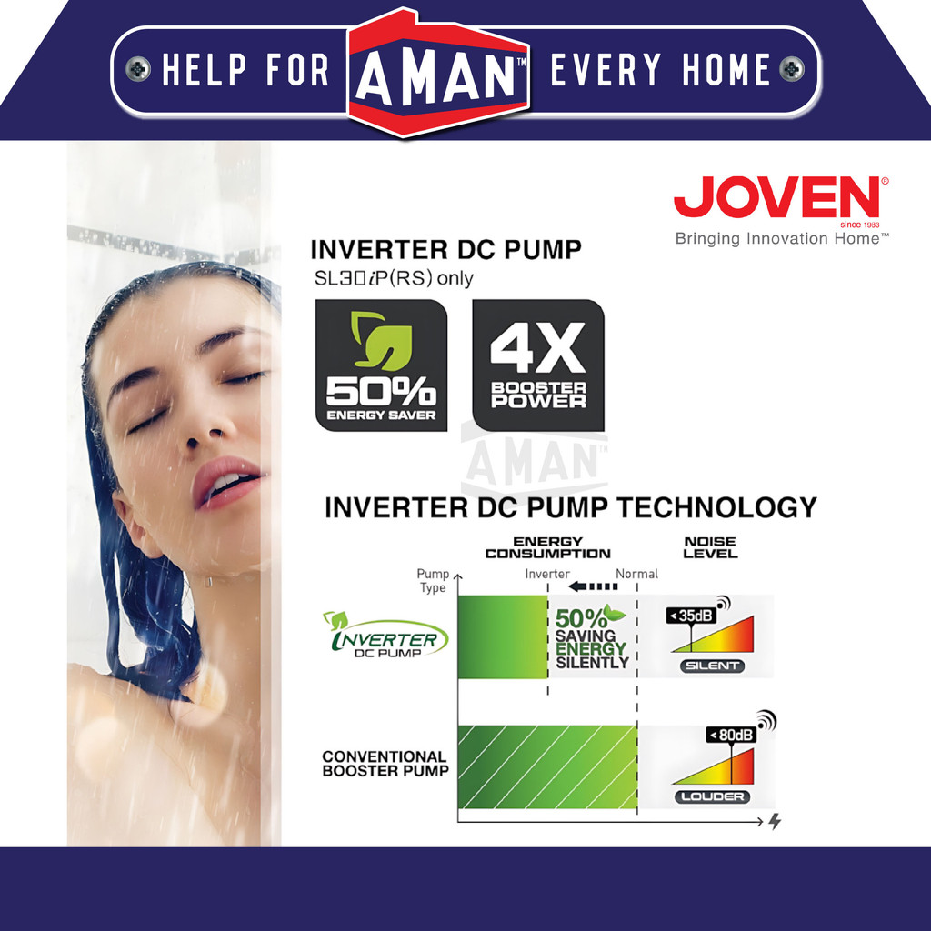 JOVEN Water Heater With Pump Rain Shower Bathroom Instant Hot Water ...