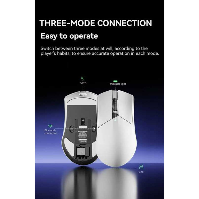 EWEADN GS01 2.4G + Bluetooth Wireless Mouse Dual Mode Lightweight Rechargeable 128000DPI Fo PC ...