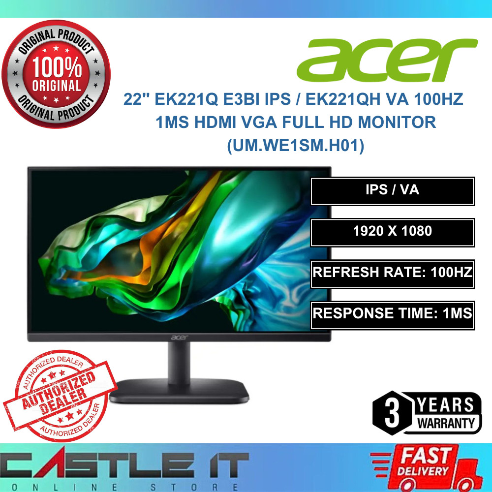Acer 22" EK221Q E3BI IPS / EK221QH VA 100HZ 1MS HD MI VGA Full HD ...