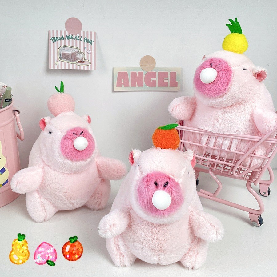 Capybara Soft Plush Toy Blowing Bubbles Peach Pink Short Stuffed Animal ...