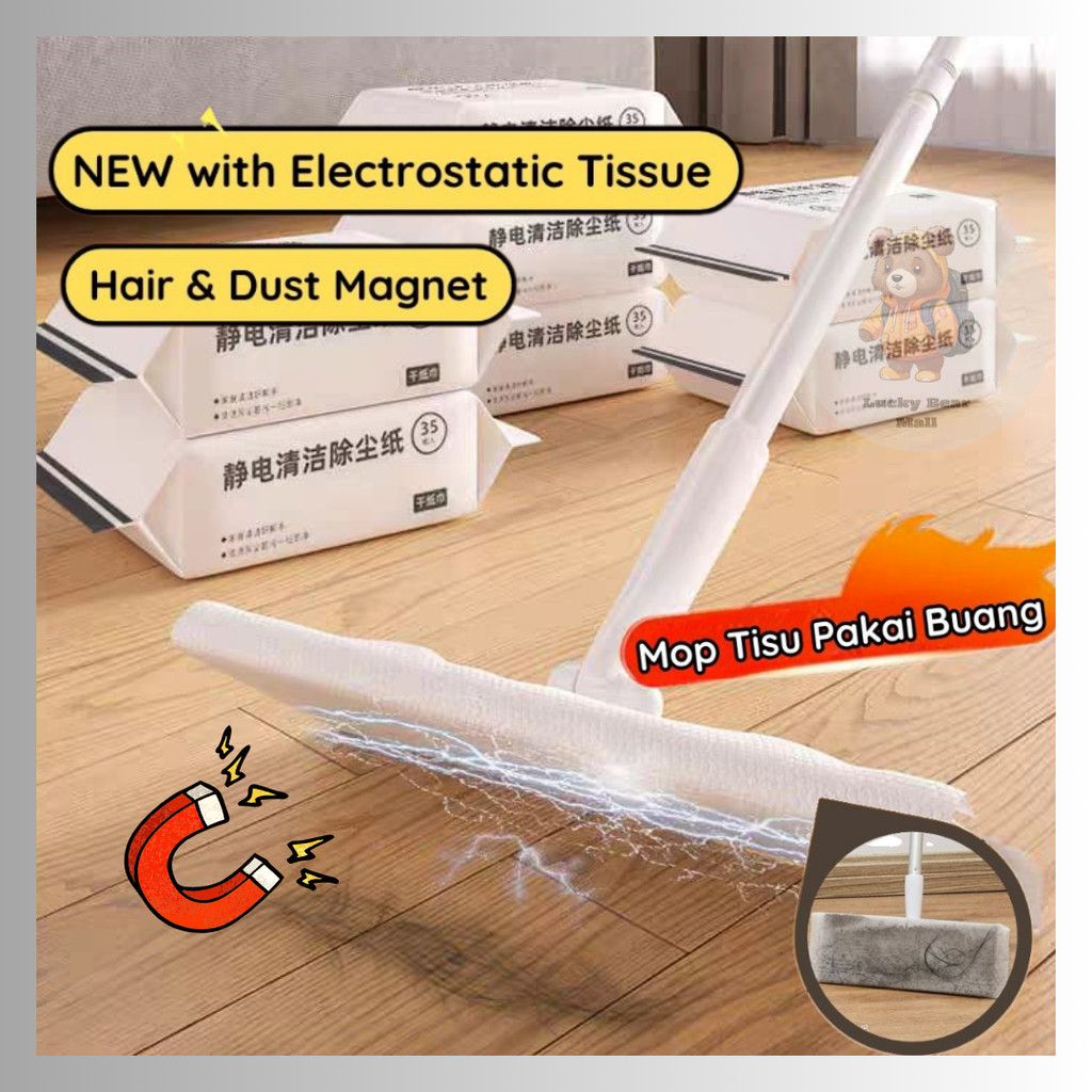 Electrostatic Flat Mop Tisu Pengelap Lantai Mop Tisu Pakai Buang Dust ...