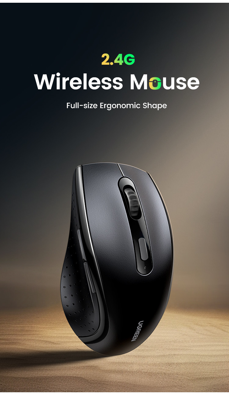 UGREEN Wireless Ergonomic Mouse 6 Buttons 3 Level DPI Setting 1600 DPI ...