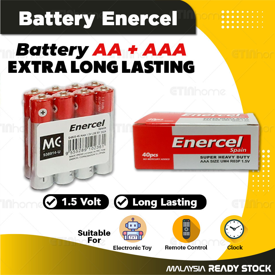 ENERCEL BATTERY AA / AAA Batteries Bateri AA / AAA 2029 Expiry Carbon ...
