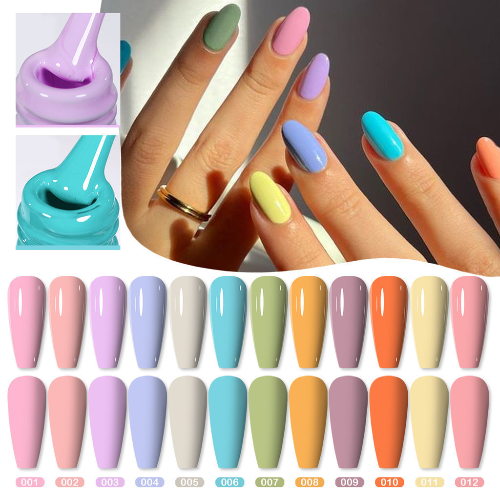 12Colors Candy Gel Nail Polish For Nails Spring Summer Sweet Soft Pink ...