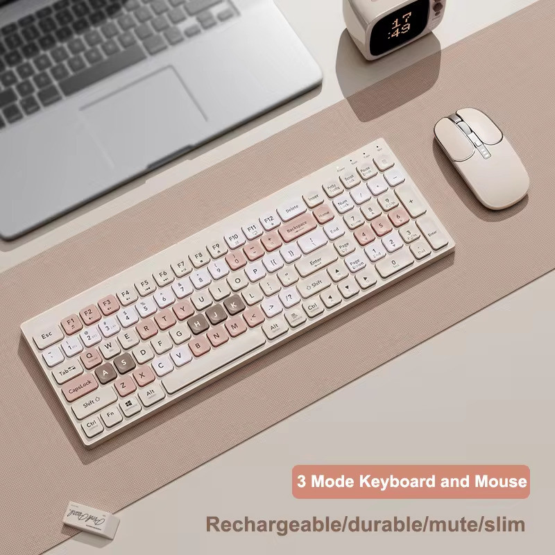 Silent Ergonomic Rechargeable 3-Mode Bluetooth 2.4G Ultra Thin Wireless ...