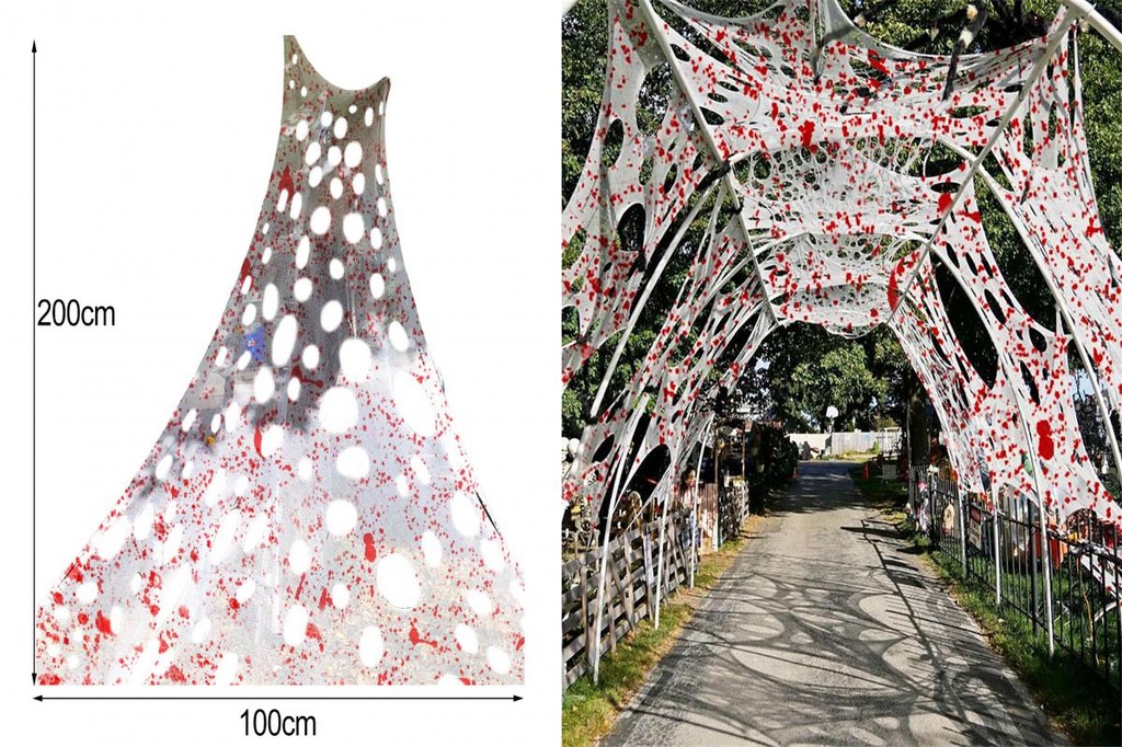 [Ma] Halloween Prop Blood Gauze Spooky Halloween Spider Web Decoration ...