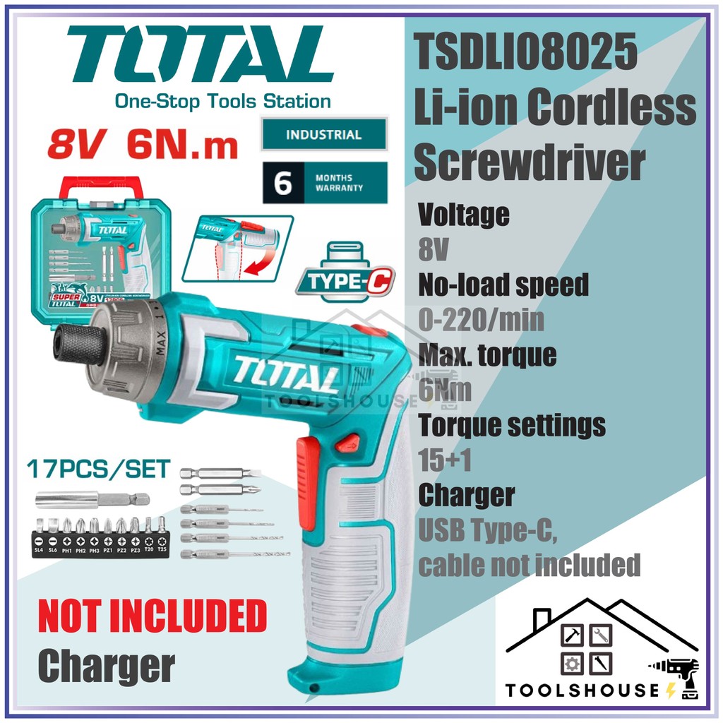 Total TSDLI08025 Li-ion Cordless Screwdriver 8V 锂离子充电式螺丝刀 | Shopee Malaysia