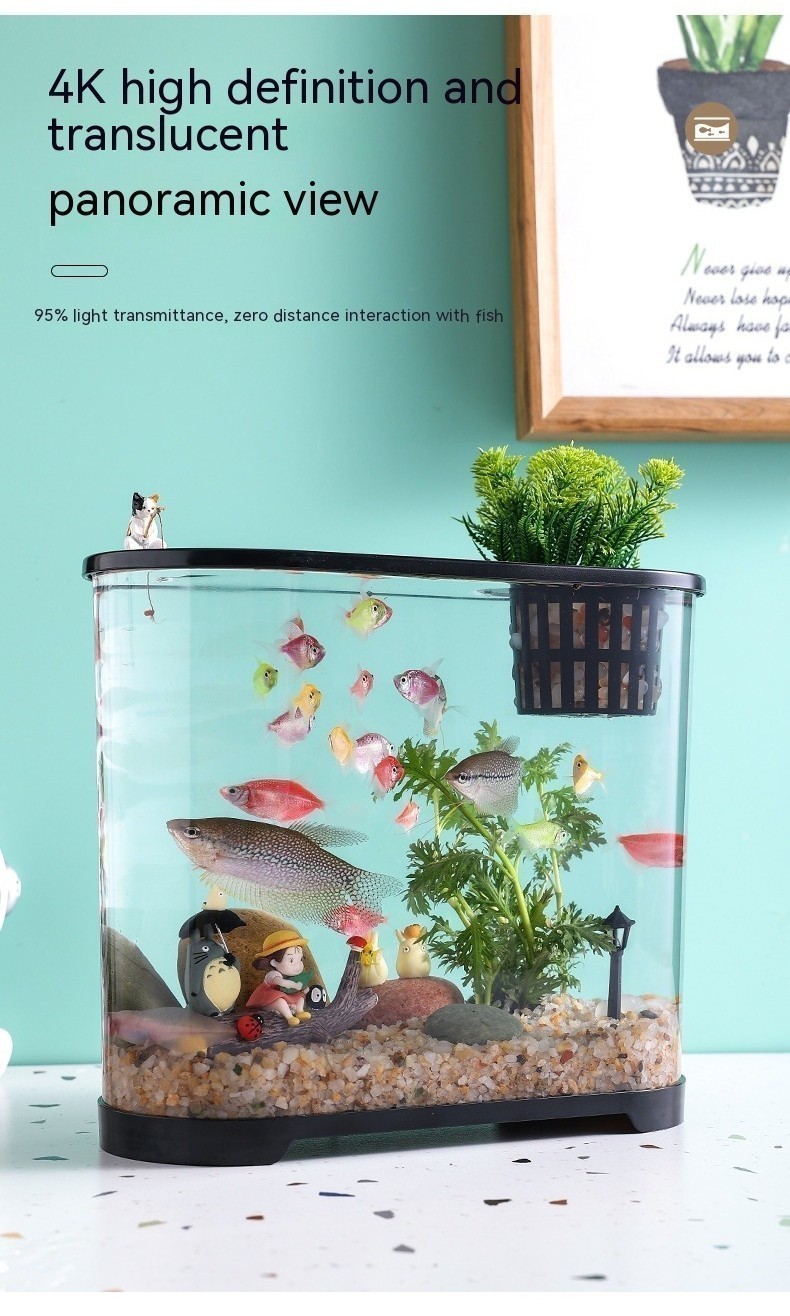 Aquarium Fish Tank Desktop HD Transparent Ecological Betta Fish Tank ...