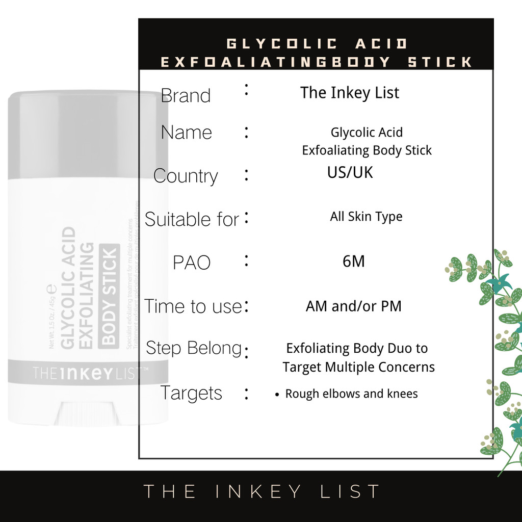 The Inkey List Glycolic Acid Exfoliating Body Stick (45g) | Shopee Malaysia