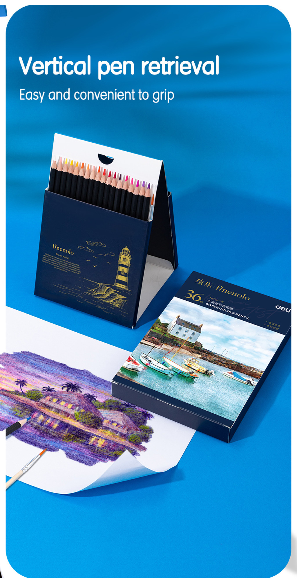 Deli Finenolo Colour Pencil V2 with Standing Case Watercolour Color ...