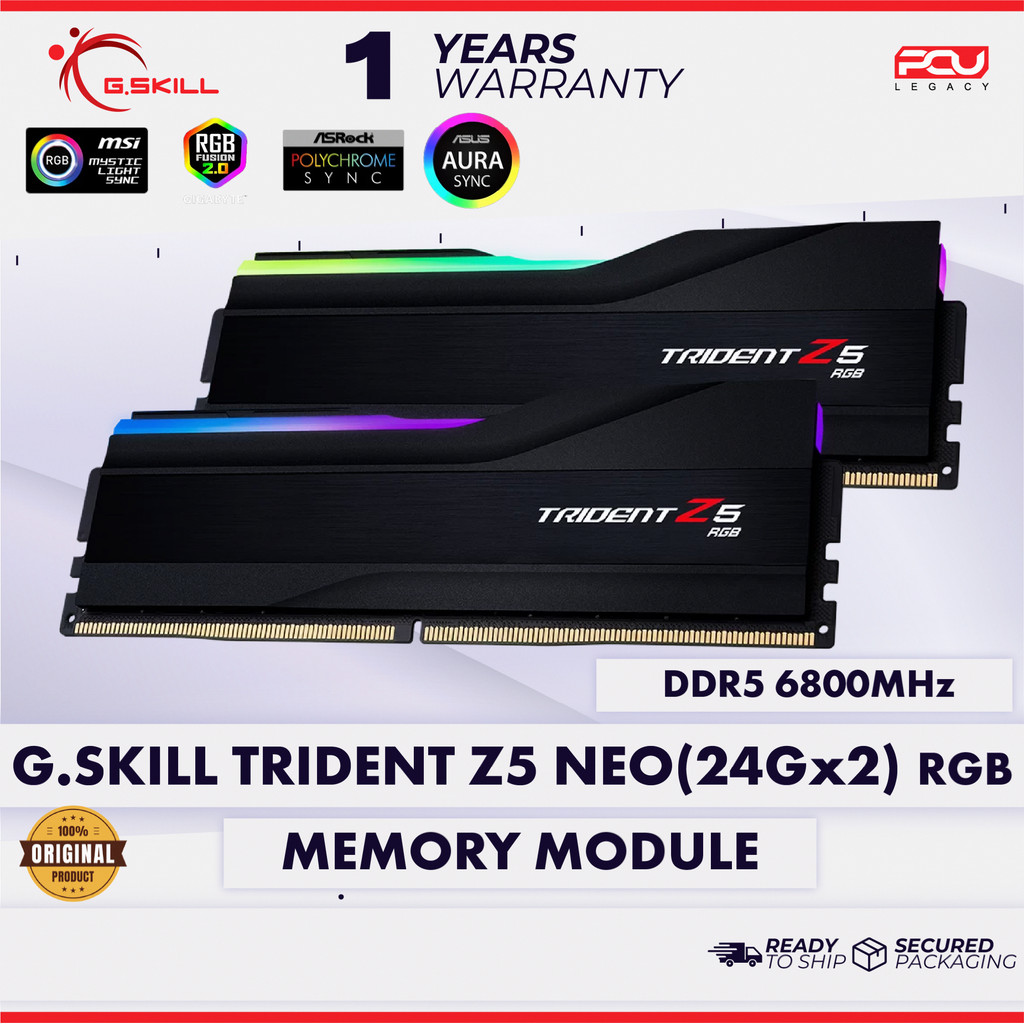 G.SKILL TRIDENT Z5 NEO RGB 48GB (24X2) 6800MHZ DDR5 RAM - BLACK (LL) | Shopee Malaysia