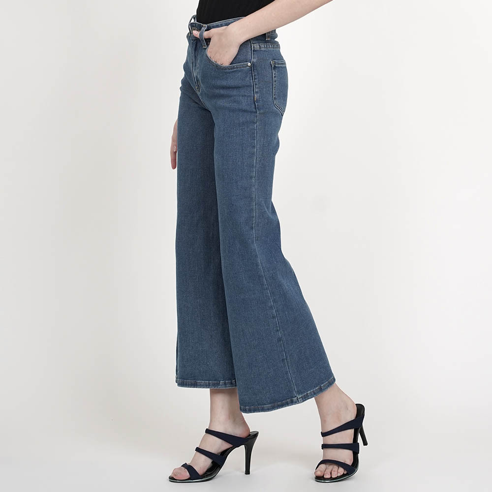 Nicole High Rise Wide Leg Stretchable Denim (3 Color) | Shopee Malaysia