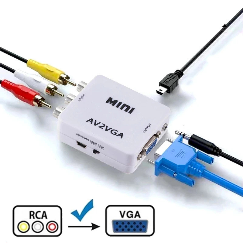 1080P RCA AV to VGA Video Converter Conversor with 3.5mm Audio AV to ...