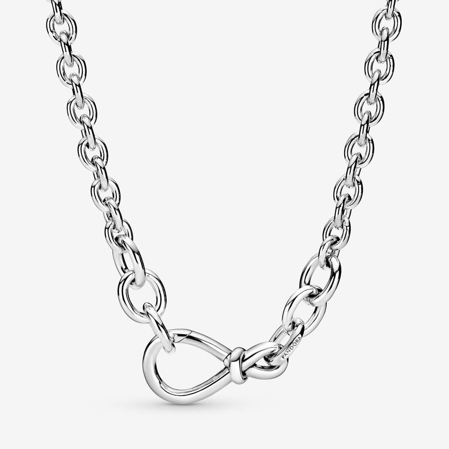 Pandora 925s Silver Chunky Infinity Knot Chain Necklace | Shopee Malaysia
