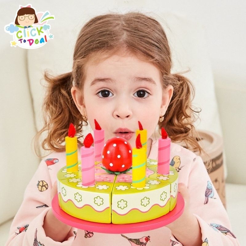 15 Pieces Wooden Birthday Cake Set/Birthday Party DIY Cake for Children ...