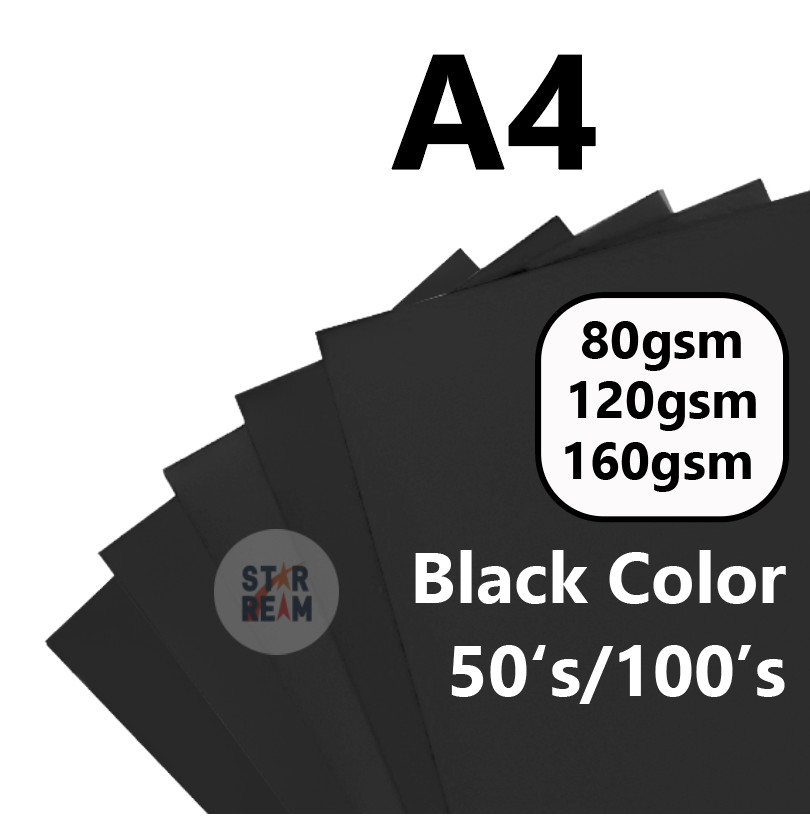 A4 Black Colour Paper/ Kertas A4 Hitam (80g - 50's) (120g - 100's ...