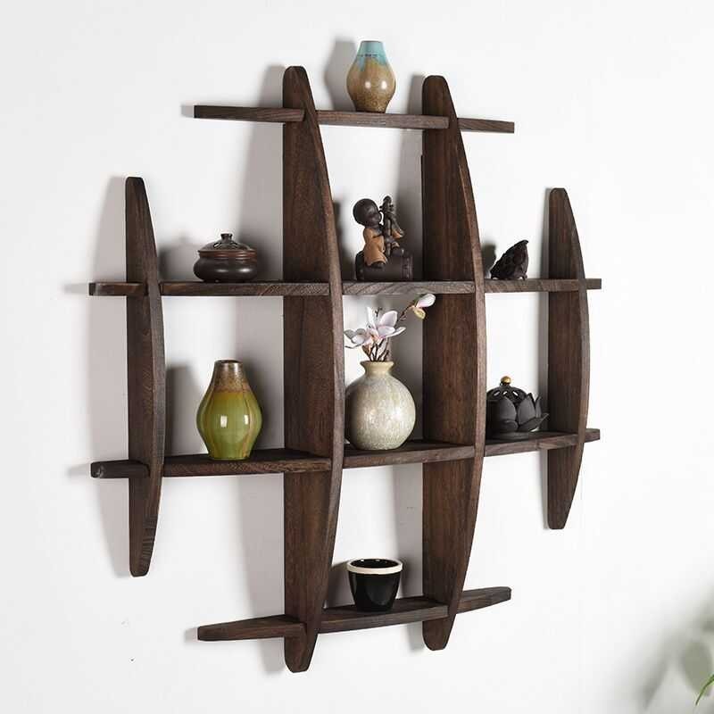 Simple modern real wooden antique rack Da Bao Chinese style wall ...