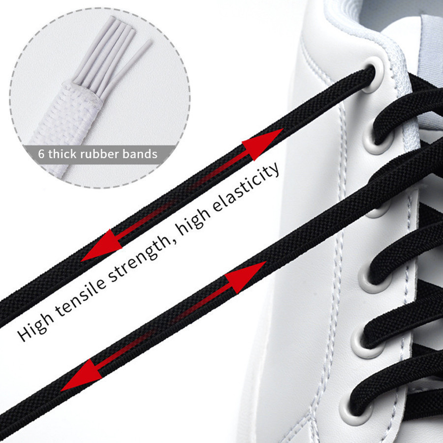 Elastic No-Tie Shoelaces With Quick Lacing System For Running Shoes Gym ...