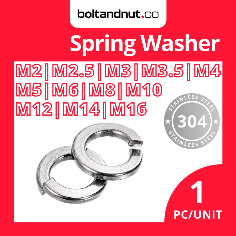 Spring Washer DIN127B | SUS 304 Stainless Steel Grade A2-70 | M2 M2.5 M3 M3.5 M4 M5 M6 M8 M10 ...