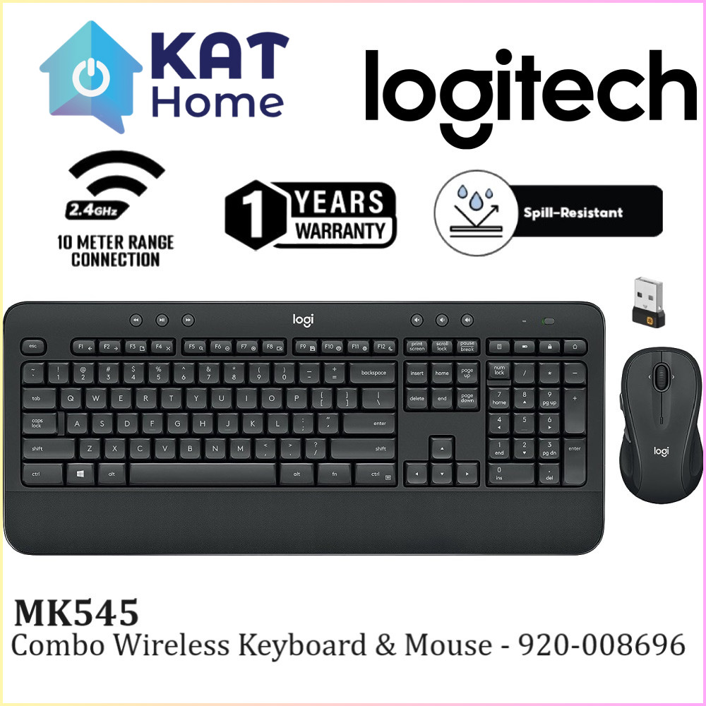 Logitech Mk545 Advanced Wireless Combo Set Keyboard And Mouse With Full Size Plug And Play Usb