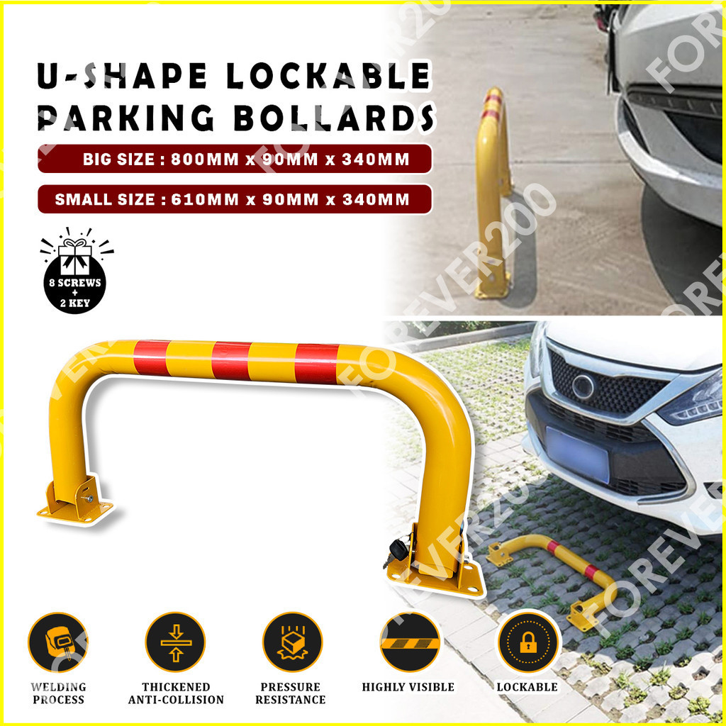 U-Shaped Parking Lock Bollards Safety Foldable U Type Parking Pole ...