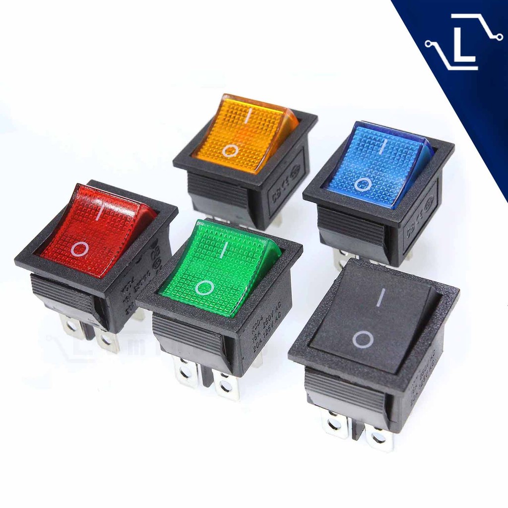 [Luminense] KCD4 4pin / 4 Terminal 31x25mm16A250V On Off Rocker Switch Toggle Switch Plastic ...