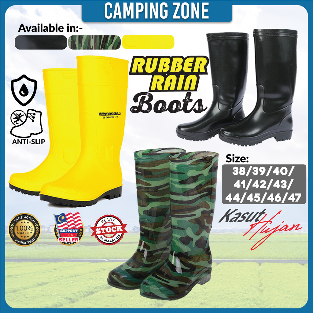 High Quality PVC Long Rubber Rain Boots Anti Slip Kasut Boot Getah ...