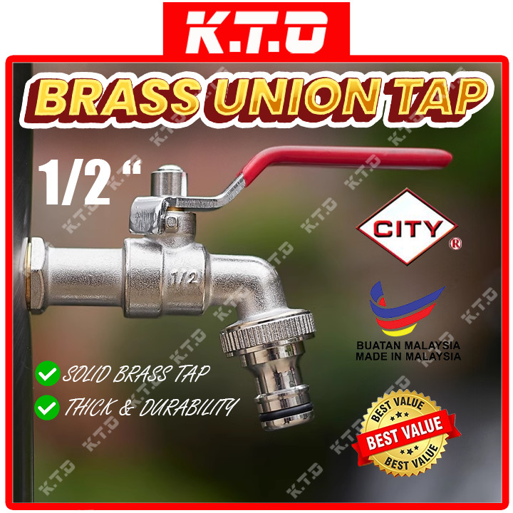 City Brass Nickle Union Ball Valve Bib Tap Washing Machine 1/2" Bibcock ...