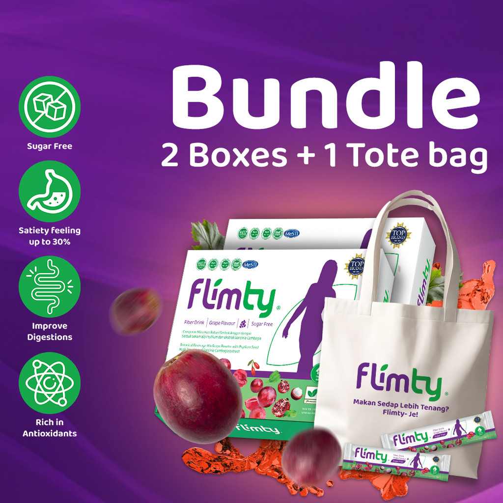Flimty Fiber Combo Fibre Drink Detox Probiotic and Tote Bag (2 Box x 10 ...