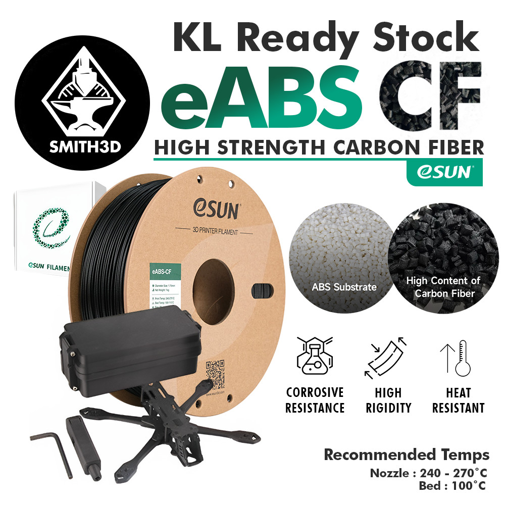 eSun ABS CF 1.75mm 1kg, ABS Carbon Fiber Filament High Strength Corrosive Resistant High Temp ...