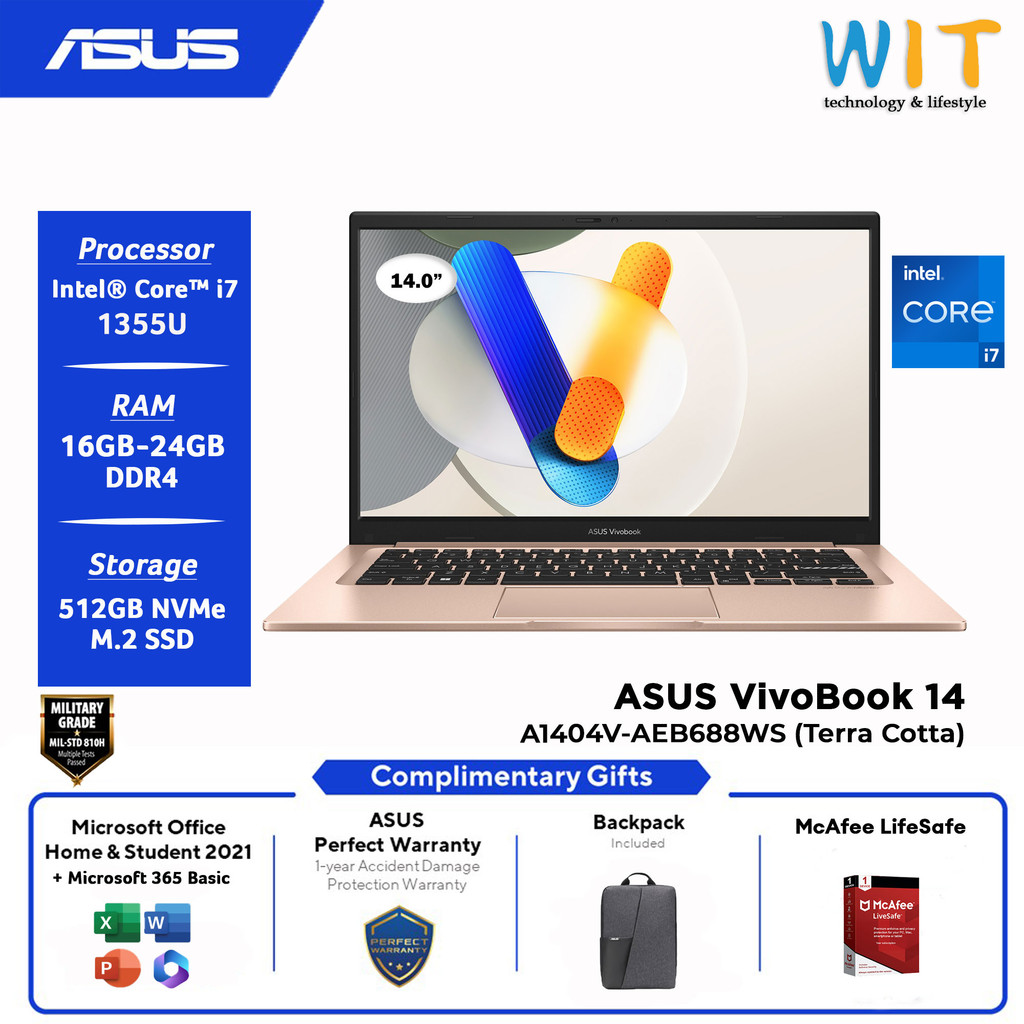 ASUS VivoBook 14 A1404V-AEB688WS (Intel Core i7-1355U/16GB-24GB RAM ...