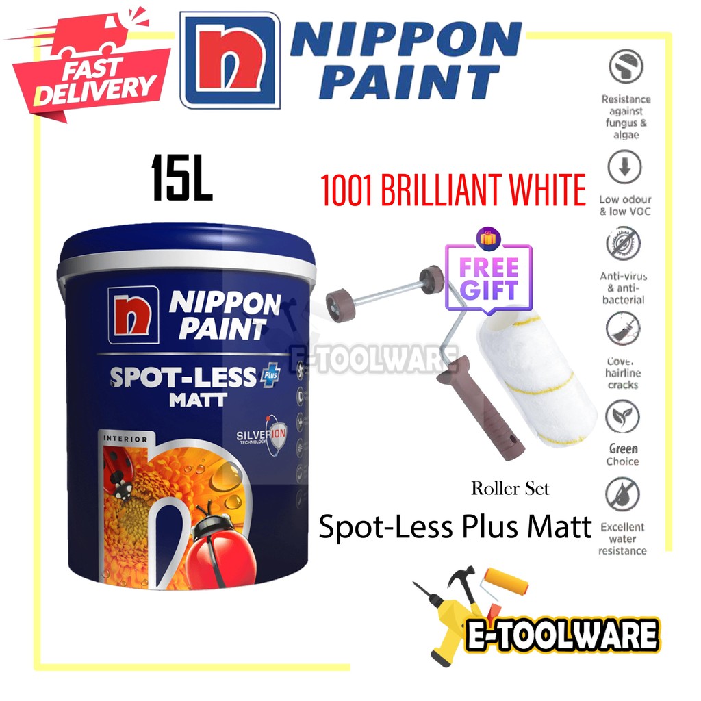 15L Nippon Paint Spot-Less Plus Matt 1001 Brilliant White | Shopee Malaysia