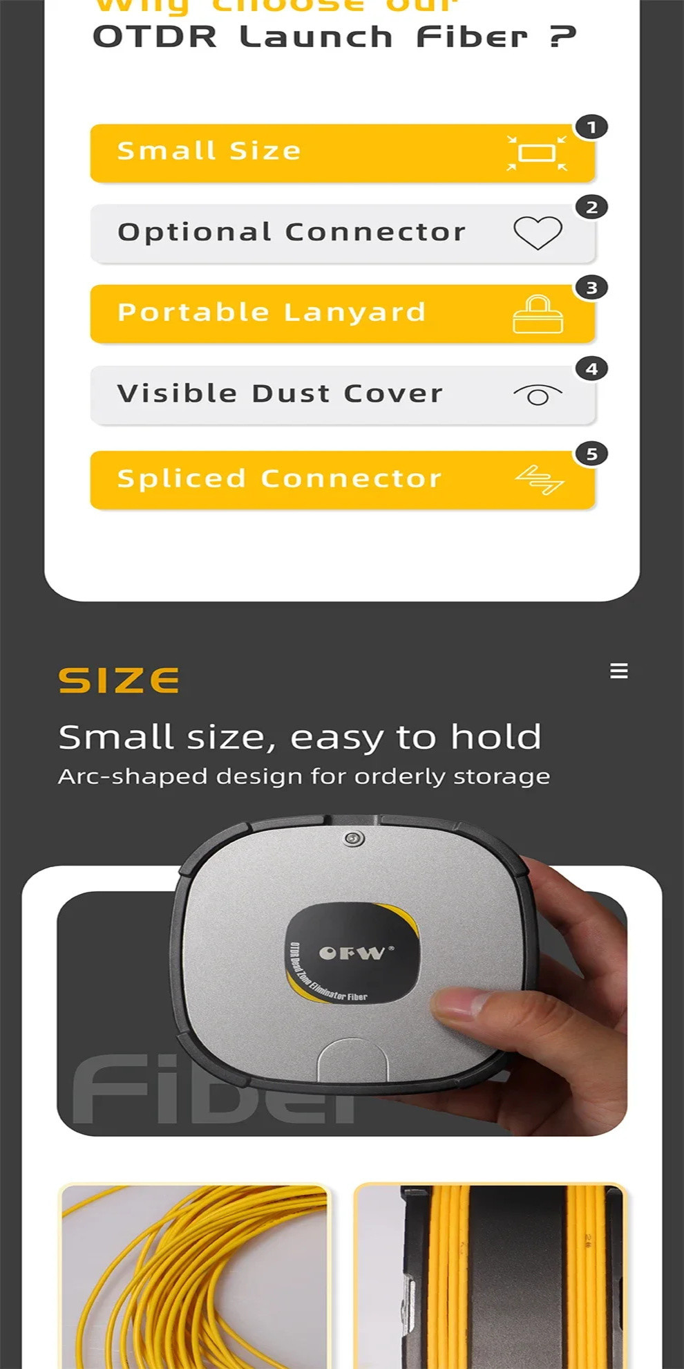 OTDR Launch Cable Fiber 1000/2000M Single Mode SC/FC/LC OTDR Test ...